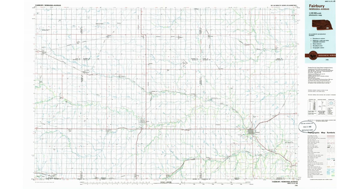 1985 Map of Fairbury, NE — High-Res | Pastmaps