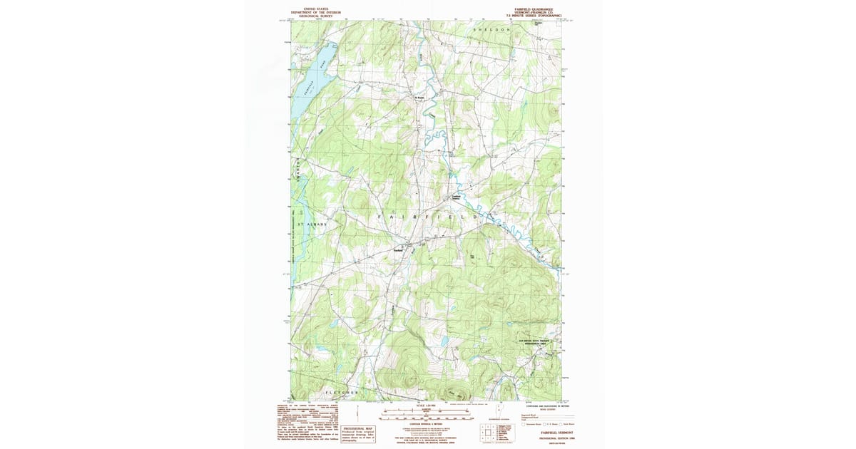 1986 Map of Fairfield, Franklin County, VT — High-Res | Pastmaps