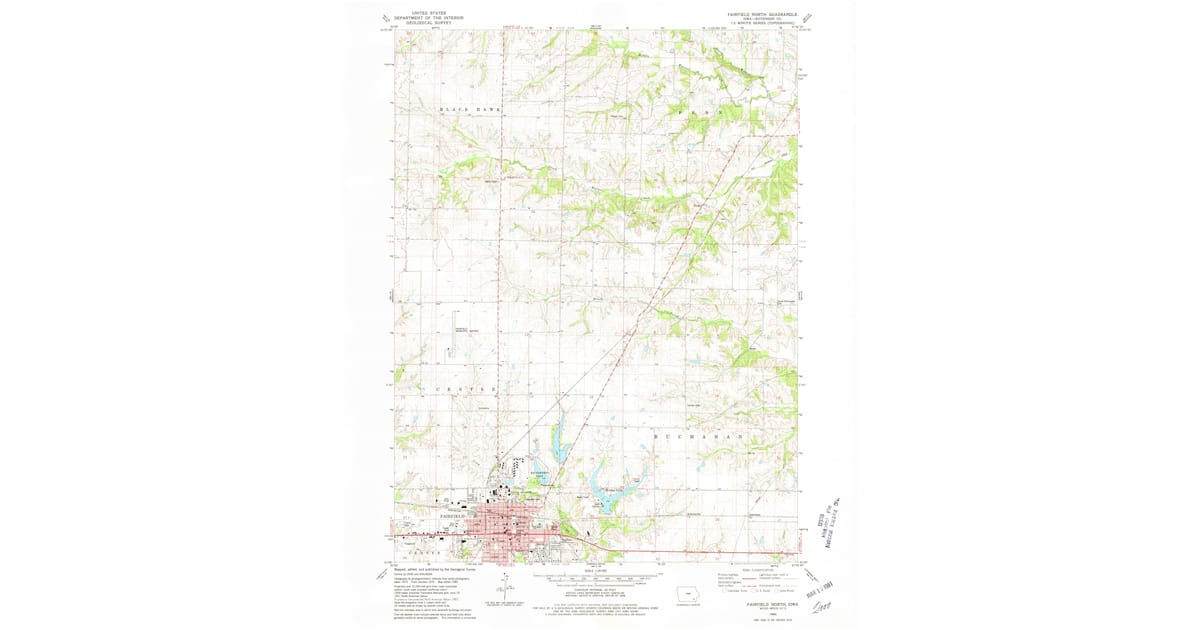 1980 Map of Fairfield North, Jefferson County, IA — High-Res | Pastmaps