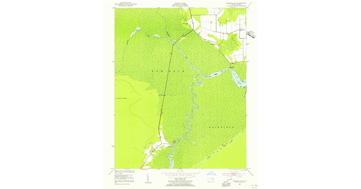 1953 Map of Fairfield NW, Tyrrell County, NC — High-Res | Pastmaps