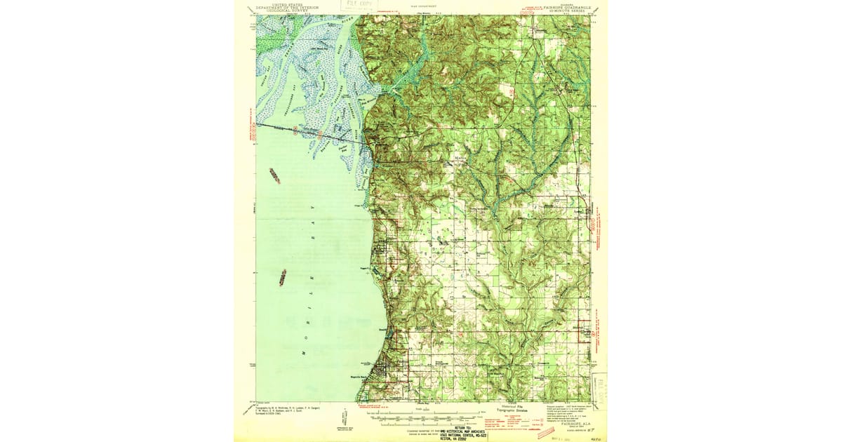 1944 Map of Fairhope, AL — High-Res | Pastmaps