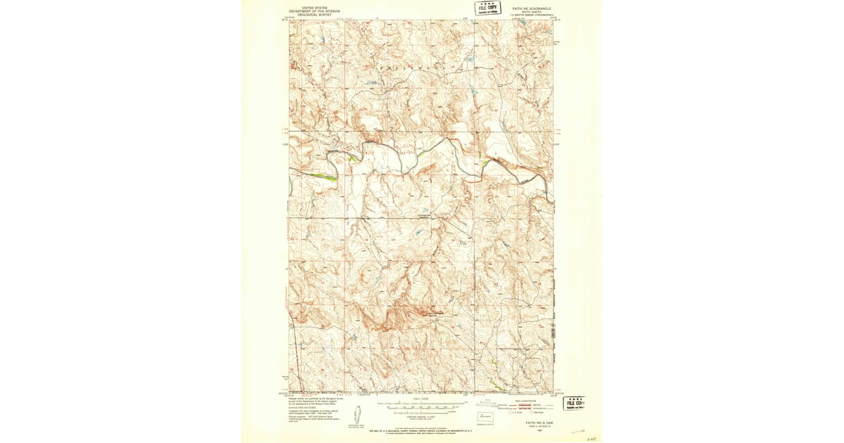 1951 Map of Faith NE, Perkins County, SD — High-Res | Pastmaps