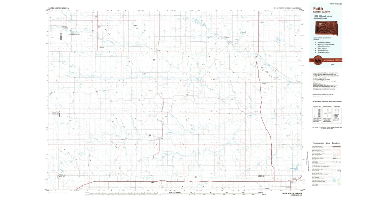 1984 Map of Faith, SD — High-Res | Pastmaps