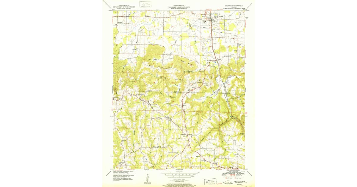1951 Map of Falkville, AL — High-Res | Pastmaps
