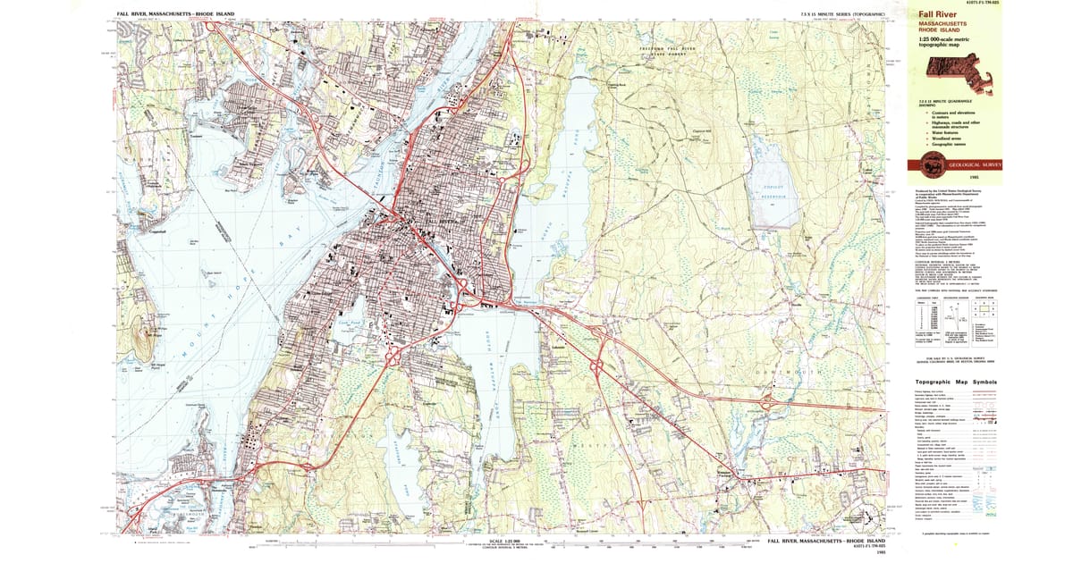 1985 Map of Fall River, MA — High-Res | Pastmaps