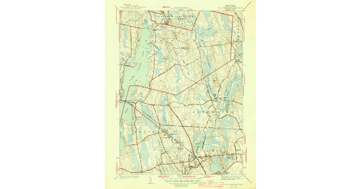 1944 Map of Fall River East, Bristol County, MA — High-Res, 1944 Print ...