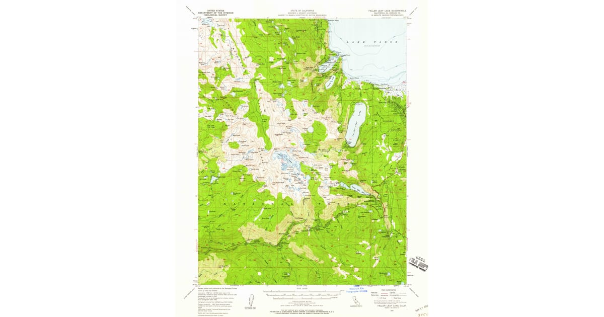 1955 Map of Fallen Leaf Lake, El Dorado County, CA — High-Res | Pastmaps