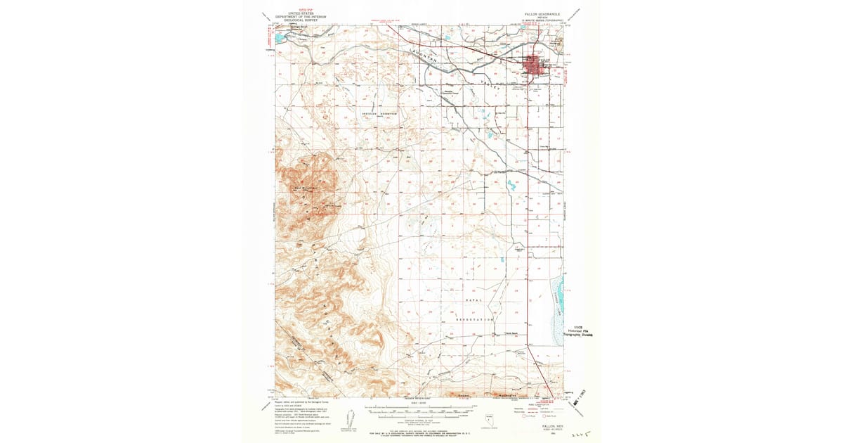 1951 Map of Fallon, NV — High-Res, 1963 Print | Pastmaps