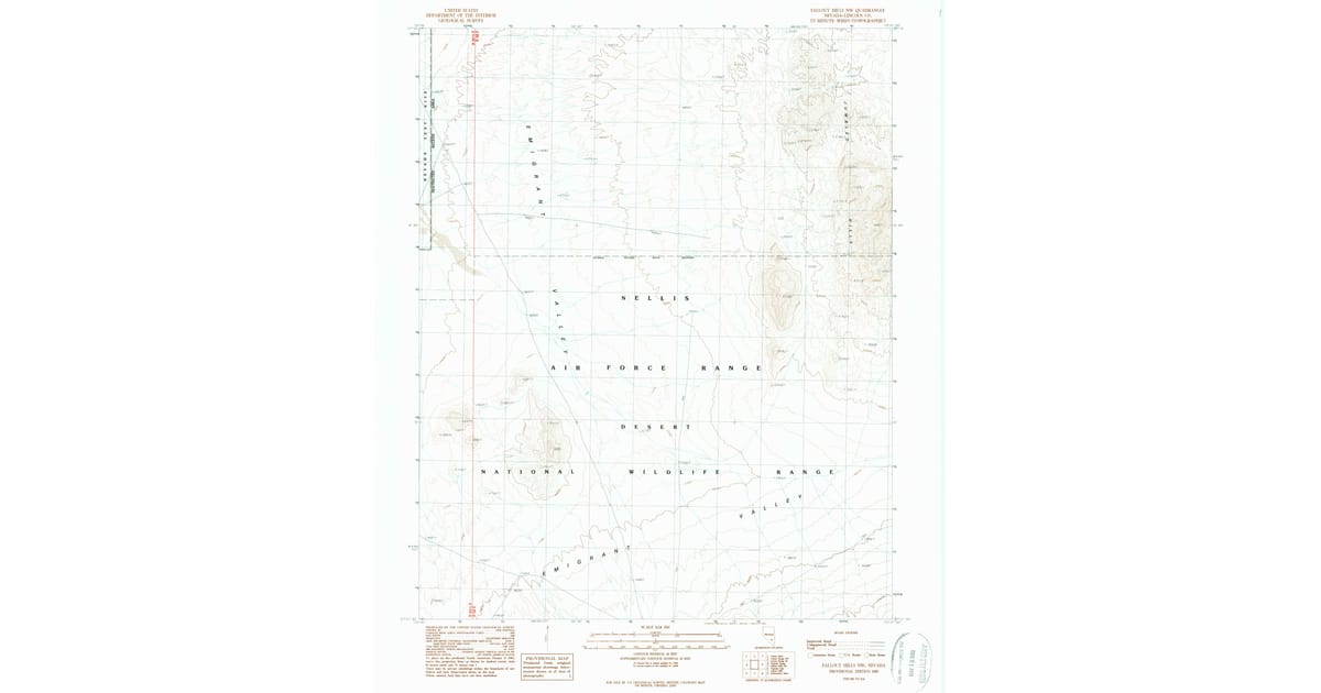 1989 Map of Fallout Hills NW, Lincoln County, NV — High-Res | Pastmaps