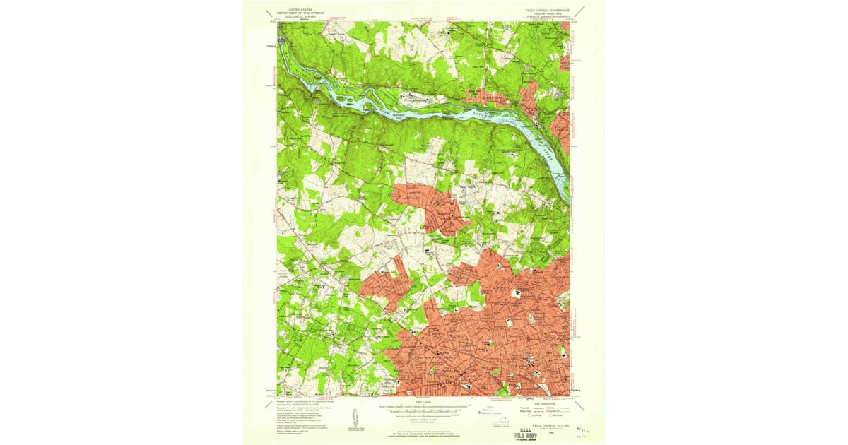 1956 Map of Falls Church, Fairfax County, VA — High-Res | Pastmaps