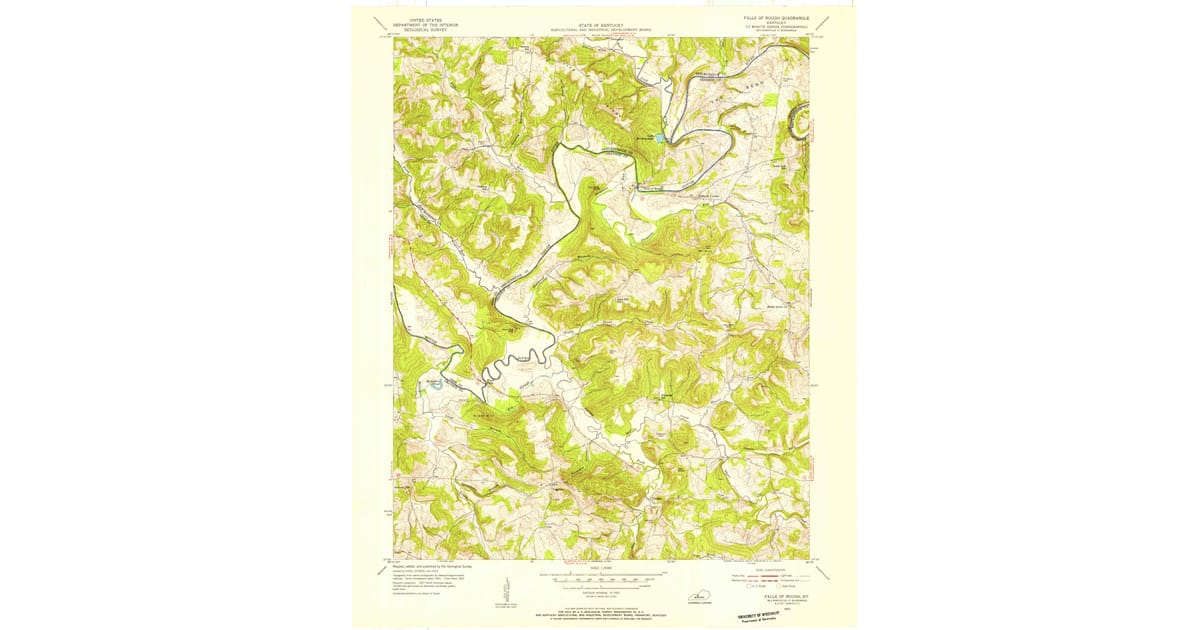 1953 Map of Falls Of Rough, Grayson County, KY — High-Res | Pastmaps