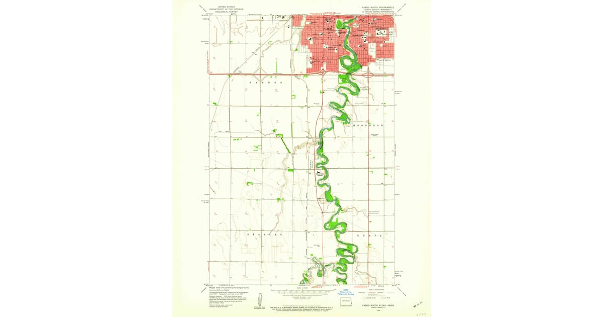 1959 Map of Fargo South, Cass County, ND — High-Res | Pastmaps