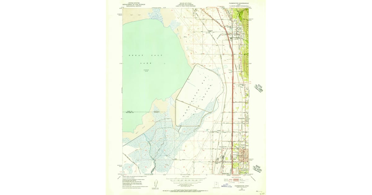 1952 Map of Farmington, UT — High-Res, 1957 Print | Pastmaps