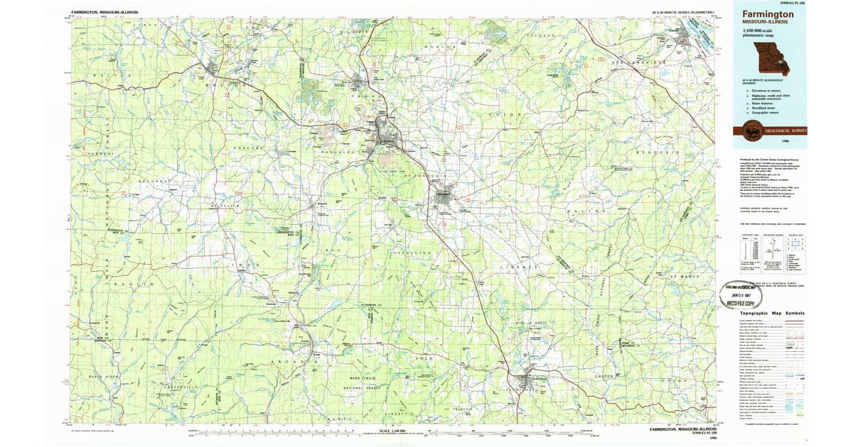 1986 Map of Farmington, MO — High-Res | Pastmaps