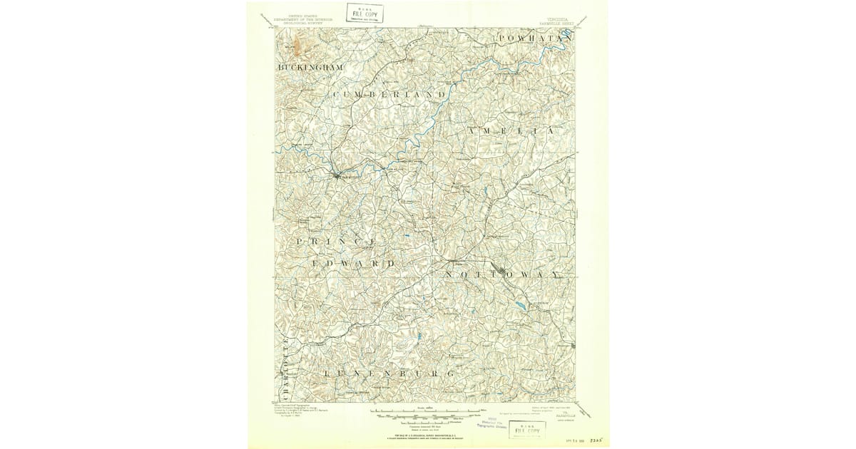 1893 Map of Farmville, VA — High-Res, 1951 Print | Pastmaps