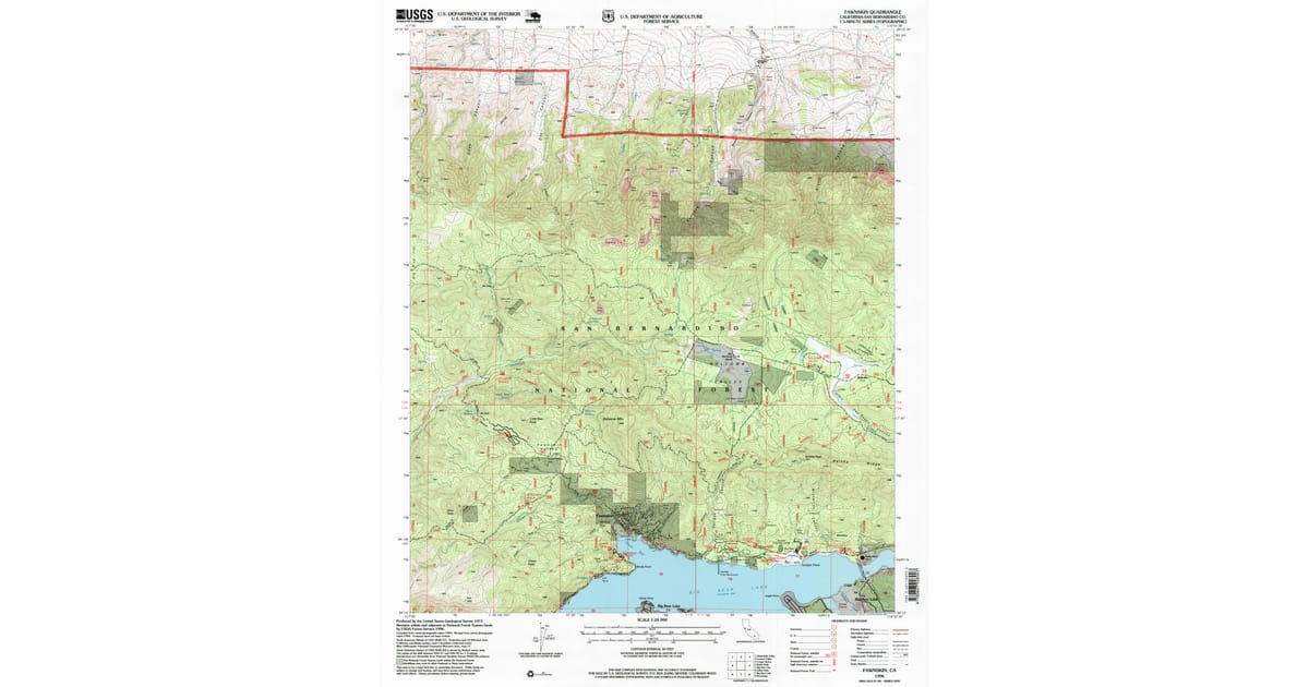 1996 Map of Fawnskin, San Bernardino County, CA — High-Res | Pastmaps