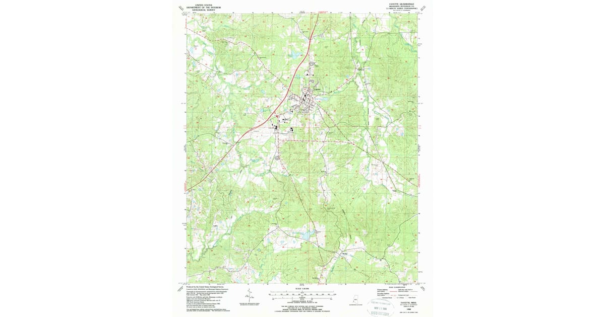 1988 Map of Fayette, MS — High-Res | Pastmaps