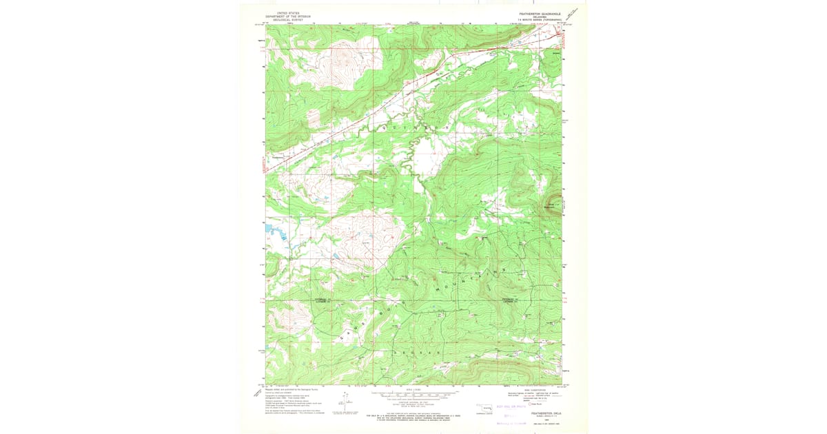 1969 Map of Featherston, Pittsburg County, OK — High-Res | Pastmaps