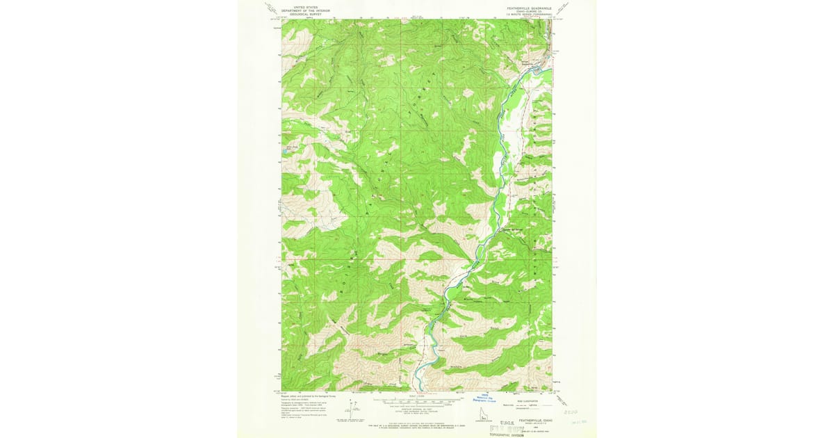 1964 Map of Featherville, Elmore County, ID — High-Res | Pastmaps