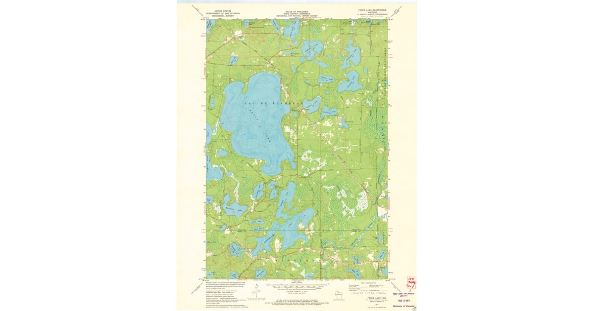 1971 Map of Fence Lake, Vilas County, WI — High-Res | Pastmaps