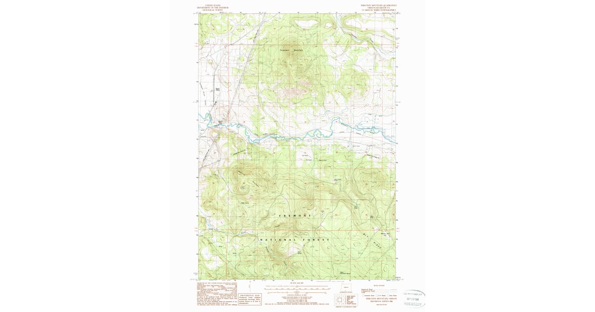 1988 Map of Ferguson Mountain, Klamath County, OR — High-Res | Pastmaps
