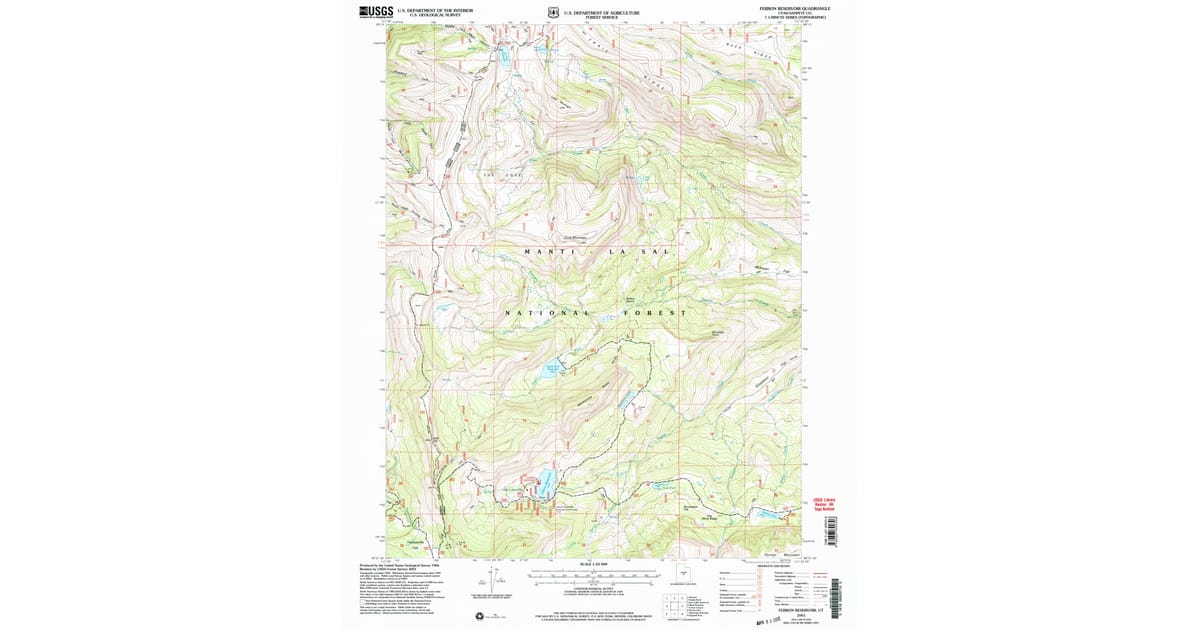 2001 Map of Ferron Reservoir, Sanpete County, UT — High-Res | Pastmaps
