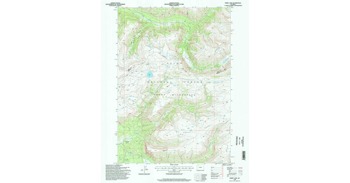 1996 Map of Ferry Lake, Fremont County, WY — High-Res | Pastmaps