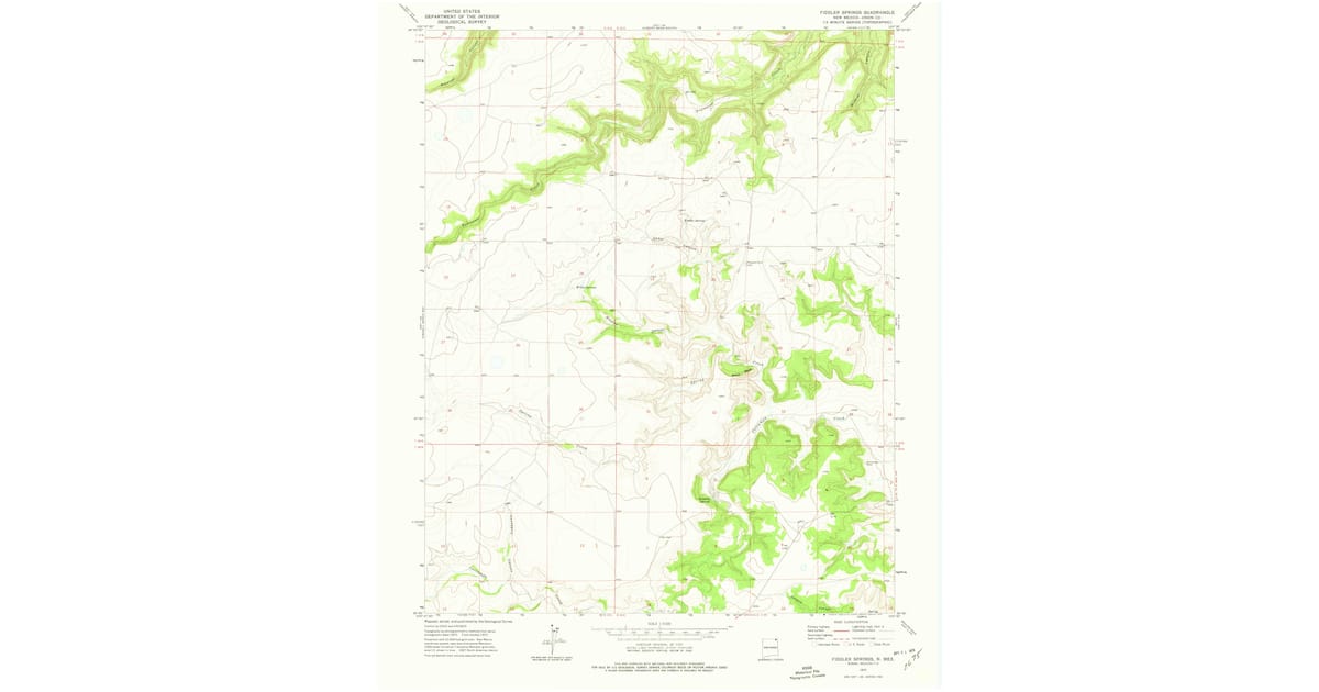 1972 Map of Fiddler Springs, Union County, NM — High-Res | Pastmaps