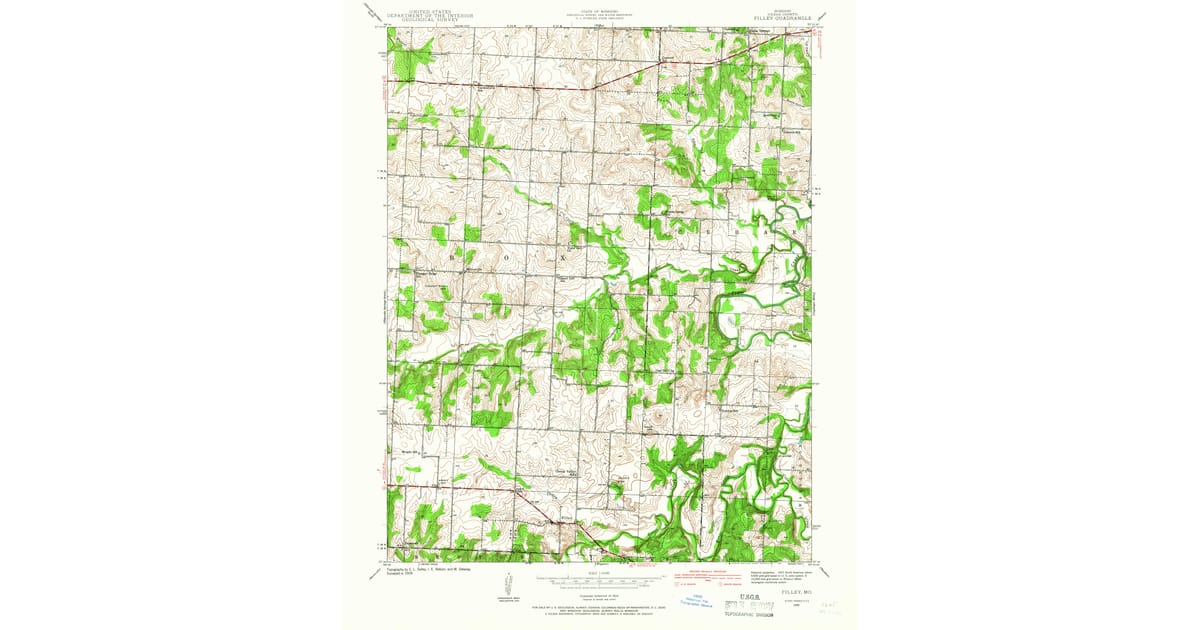 1939 Map of Filley, Cedar County, MO — High-Res | Pastmaps