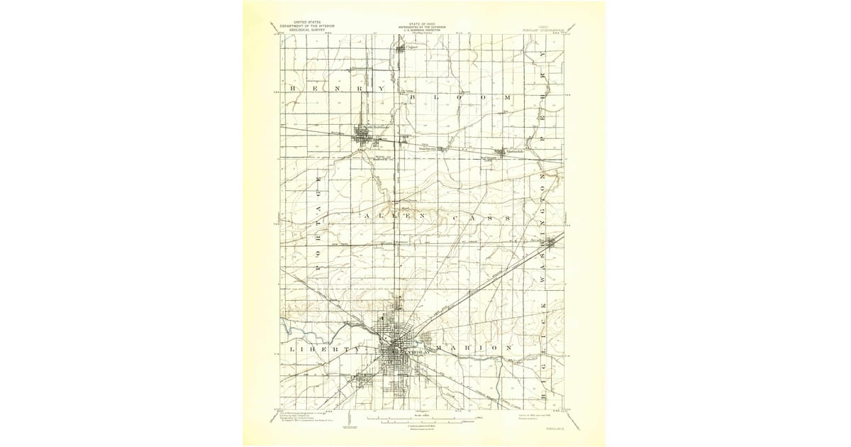 Old Maps of Findlay, OH for Hiking & Exploration | Pastmaps