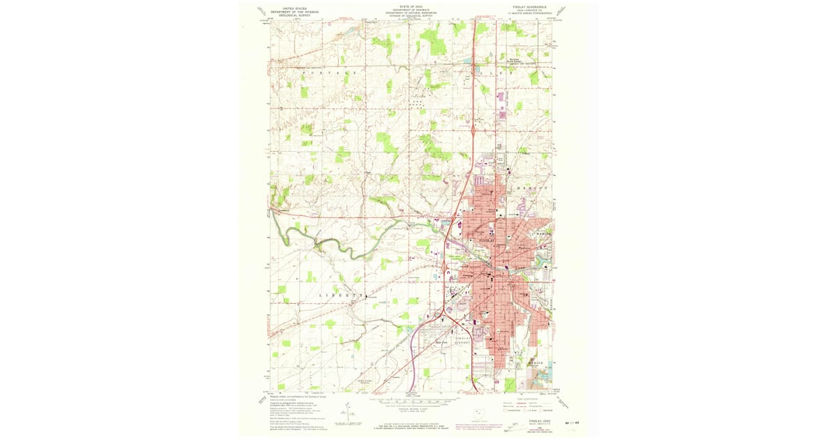 1960 Map of Findlay, OH — High-Res, 1973 Print | Pastmaps