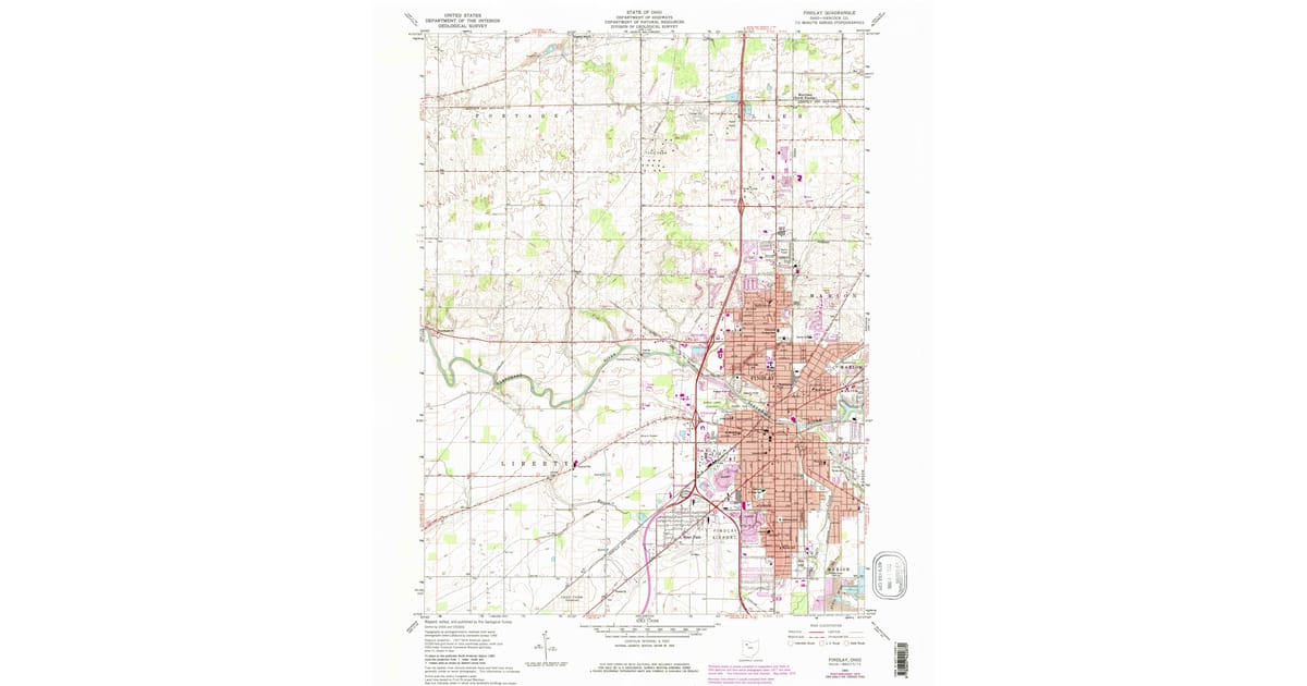 1960 Map of Findlay, OH — High-Res, 1980 Print | Pastmaps