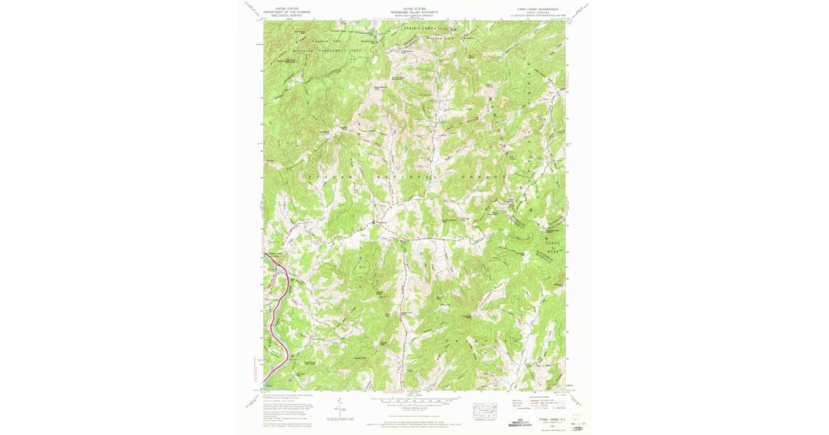 1967 Map of Fines Creek, Haywood County, NC — High-Res, 1973 Print ...