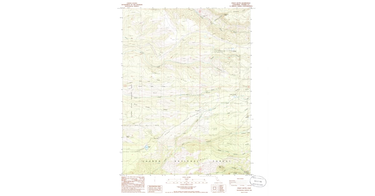 1985 Map of Finley Butte, Tehama County, CA — High-Res | Pastmaps
