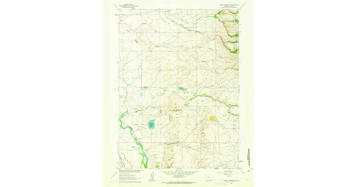 1961 Map of Finley Reservoir, Carbon County, WY — High-Res | Pastmaps