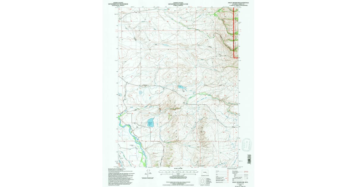 1992 Map of Finley Reservoir, Carbon County, WY — High-Res | Pastmaps