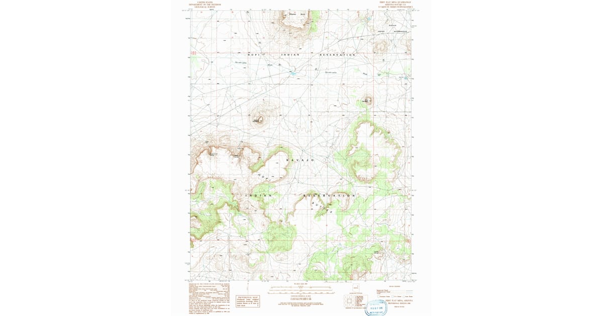 1991 Map of First Flat Mesa, Navajo County, AZ — High-Res | Pastmaps