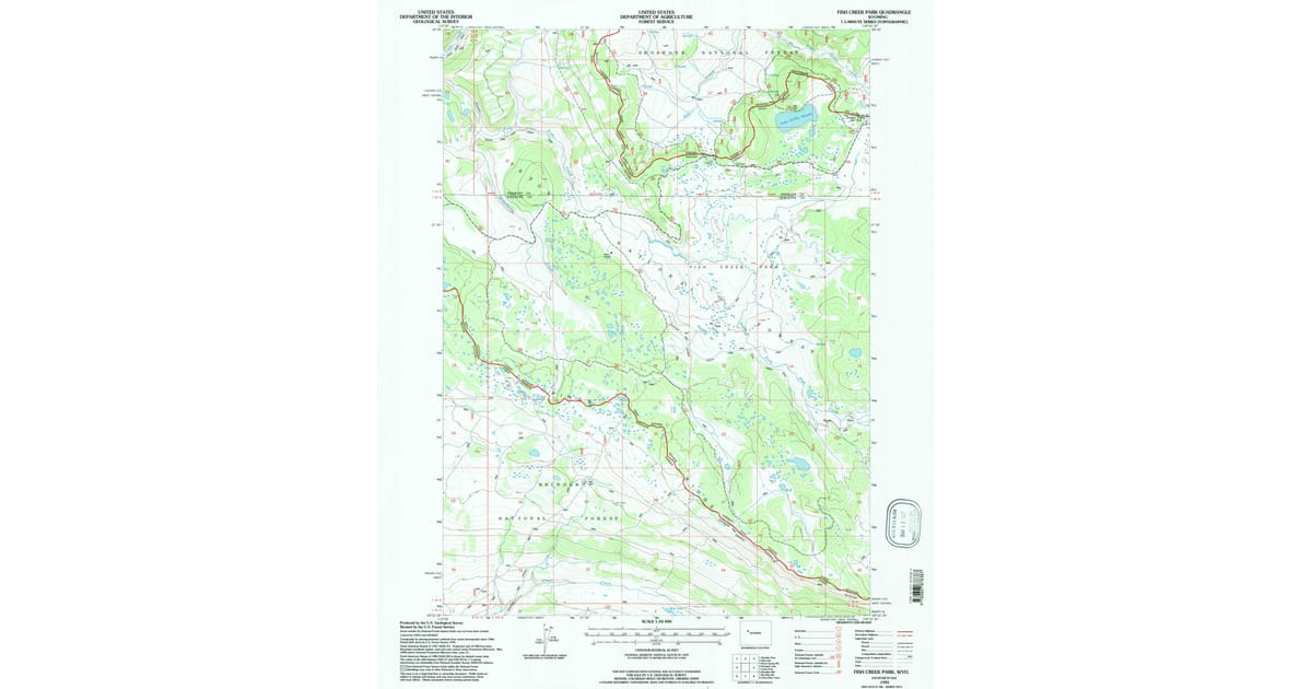 1991 Map of Fish Creek Park, Sublette County, WY — High-Res | Pastmaps