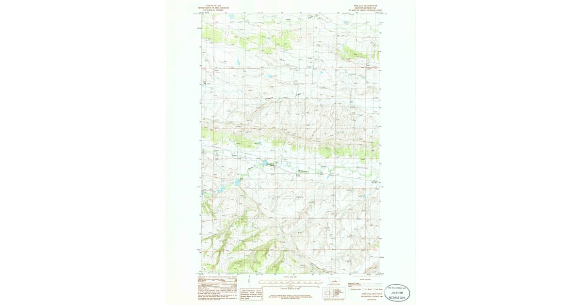 1986 Map of Fish Dam, Fergus County, MT — High-Res | Pastmaps