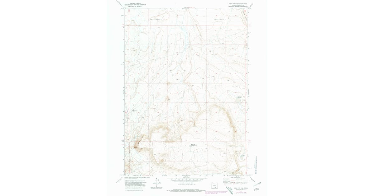 1971 Map of Fish Fin Rim, Harney County, OR — High-Res | Pastmaps