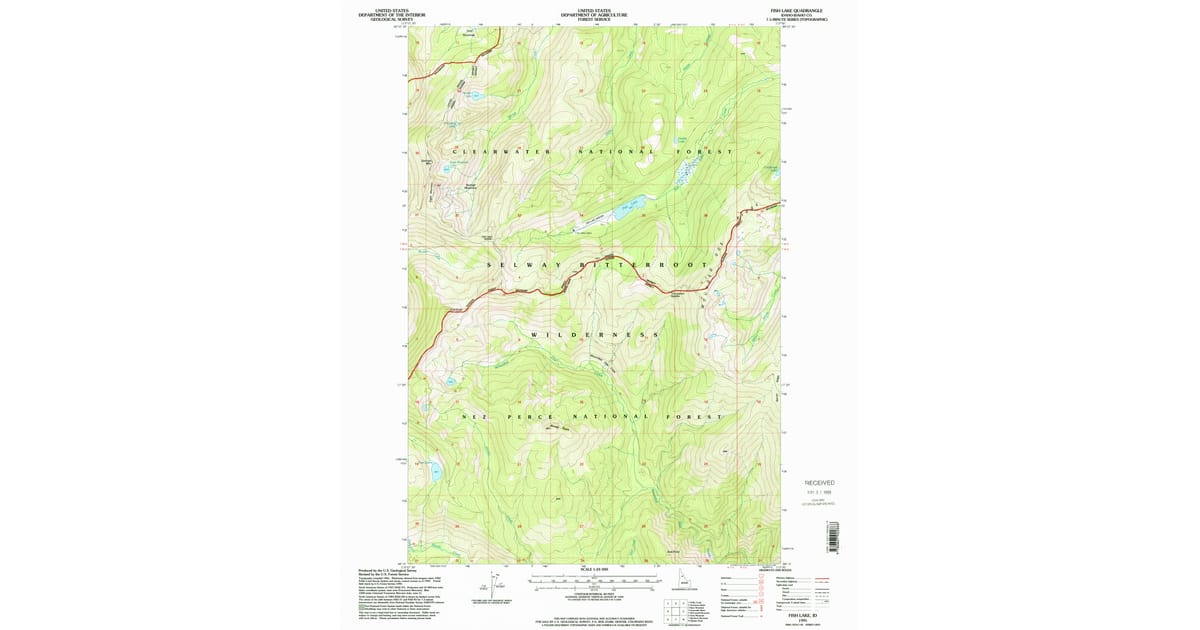 1995 Map of Fish Lake, Idaho County, ID — High-Res | Pastmaps