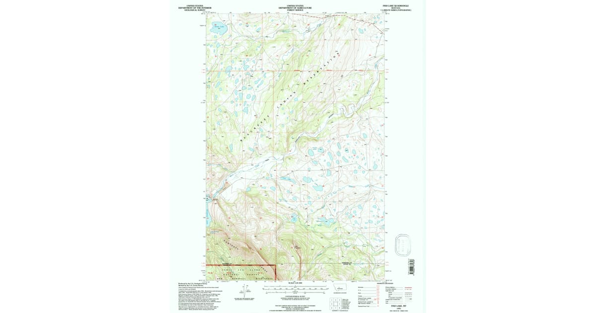 1995 Map of Fish Lake, Pondera County, MT — High-Res | Pastmaps