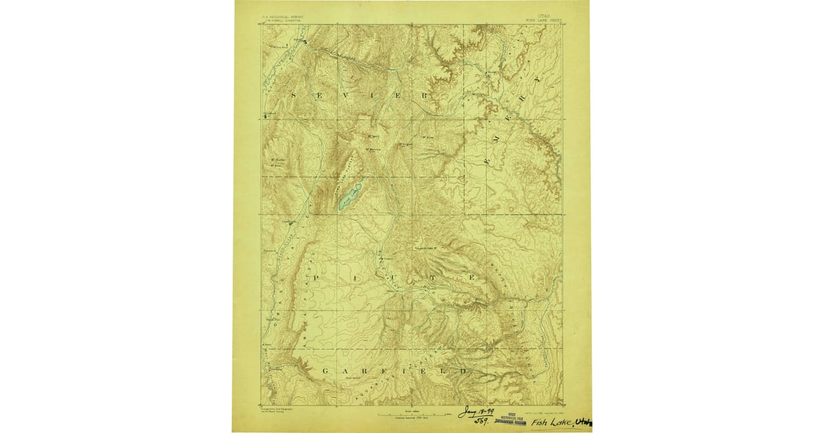 1896 Map of Fish Lake, Sevier County, UT — High-Res | Pastmaps