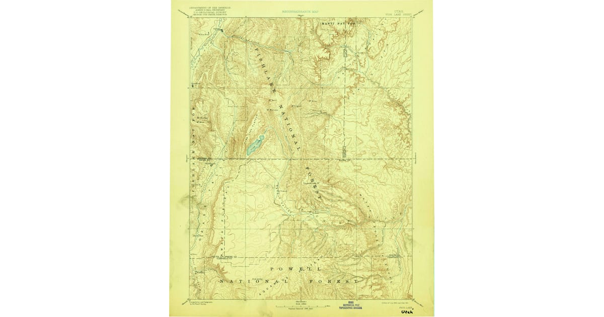 1896 Map of Fish Lake, Sevier County, UT — High-Res, 1921 Print | Pastmaps