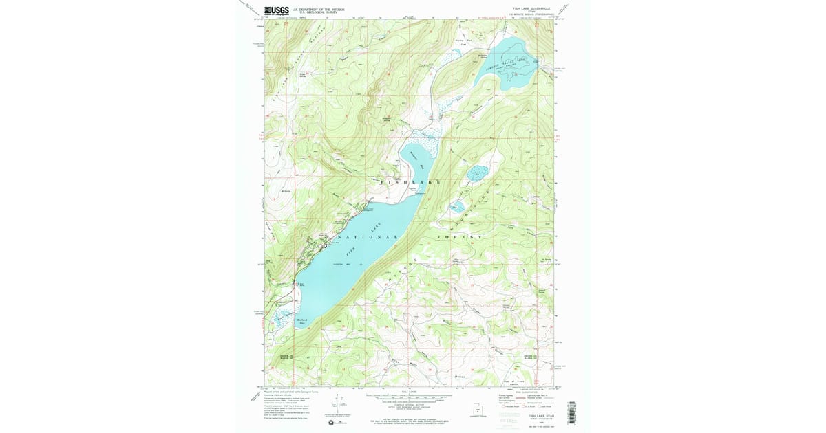 1968 Map of Fish Lake, Sevier County, UT — High-Res | Pastmaps