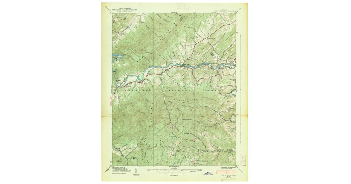 1938 Map of Fish Springs, Carter County, TN — High-Res | Pastmaps
