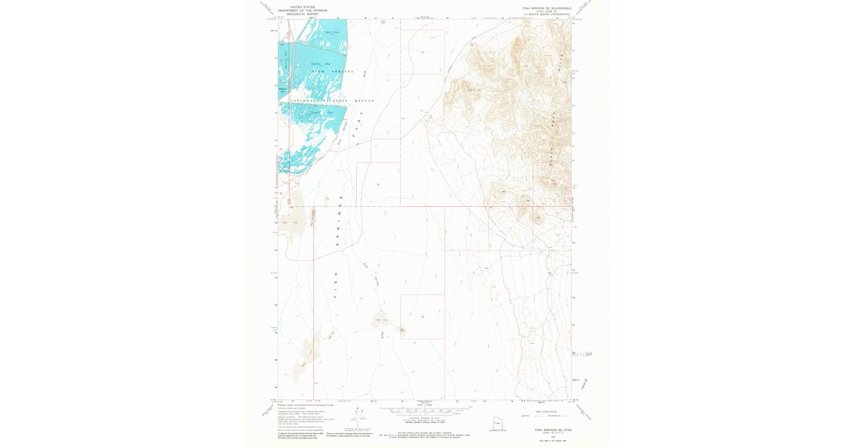 1967 Map of Fish Springs SE, Juab County, UT — High-Res, 1981 Print ...