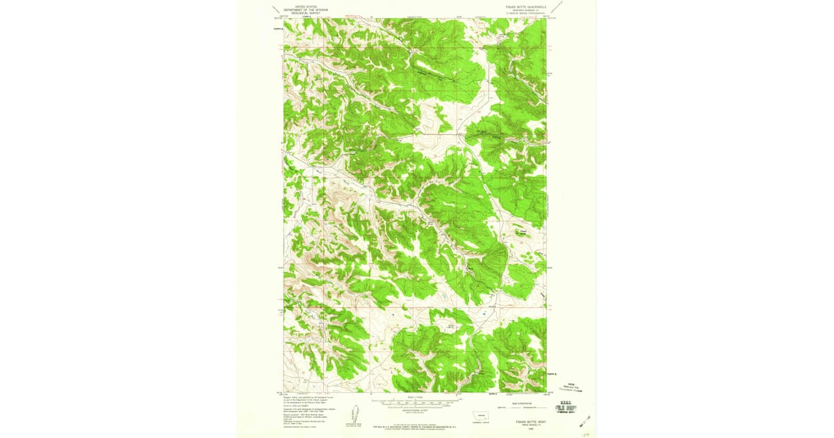 1958 Map of Fisher Butte, Rosebud County, MT — High-Res | Pastmaps