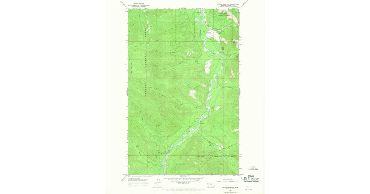 1966 Map of Fisher Mountain, Lincoln County, MT — High-Res | Pastmaps