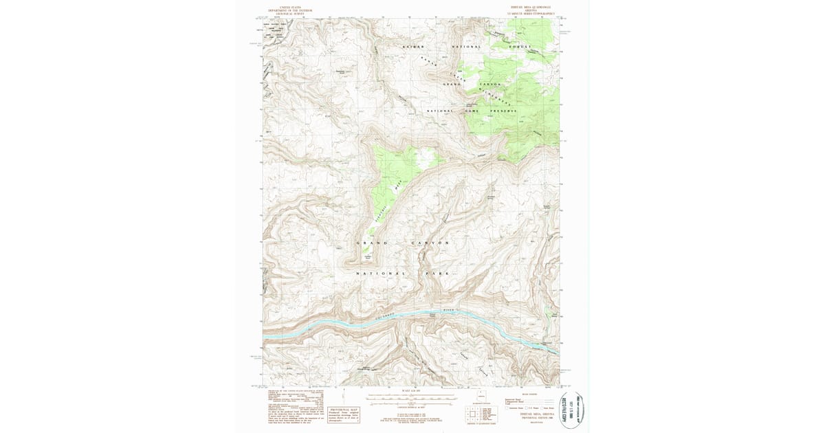 1988 Map of Fishtail Mesa, Coconino County, AZ — High-Res, 1988 Print ...